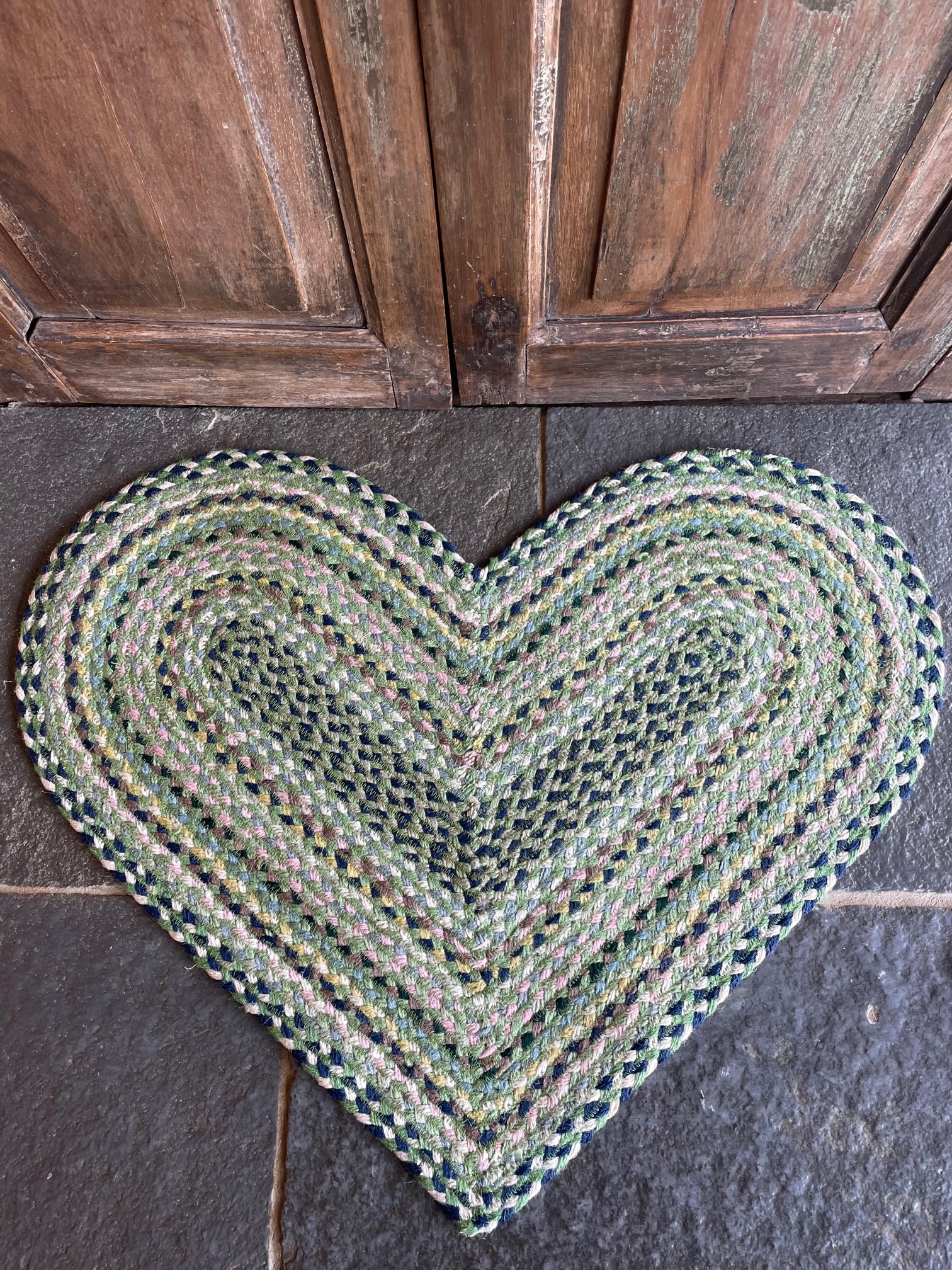 Mint Heart Rug - The Braided Rug Company