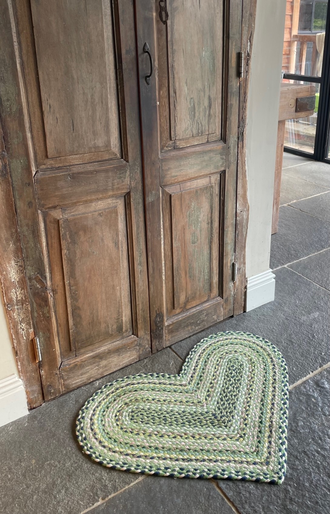 Mint Heart Rug - The Braided Rug Company